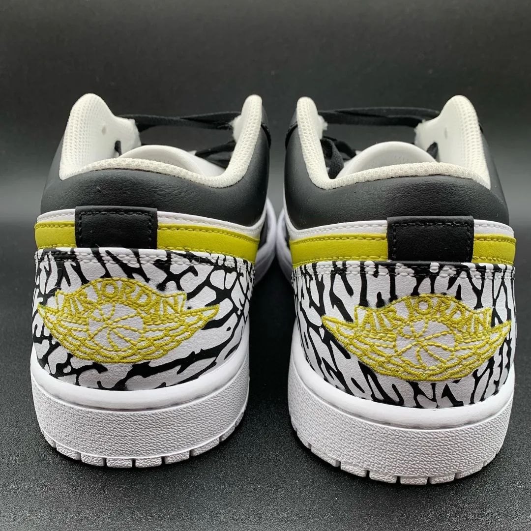 Custom Air Jordan 1 Black Cracks Yellow-green Swoosh – Lilaccustom