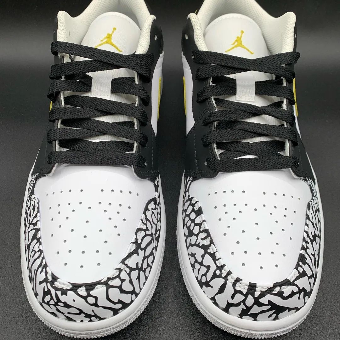 Custom Air Jordan 1 Black Cracks Yellow-green Swoosh – Lilaccustom