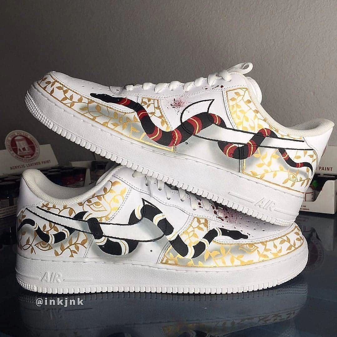 Custom Air Force 1 Snake Black White Red – Lilaccustom