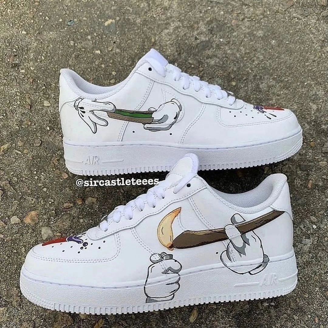 Custom Air Force 1 Hand Matchstick Fired Swoosh White – Lilaccustom