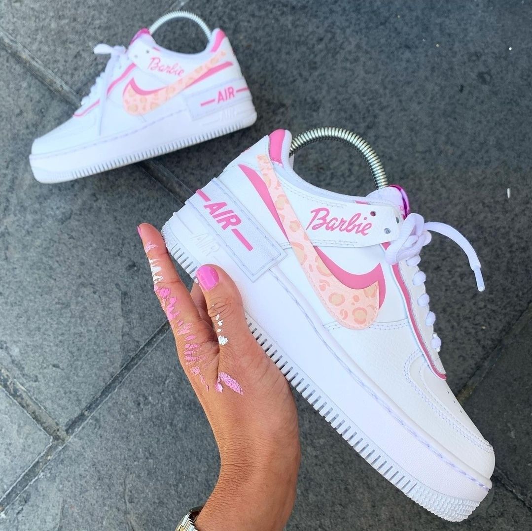 Custom Air Force 1 Baby Pink Barbie Leopard Print – Lilaccustom