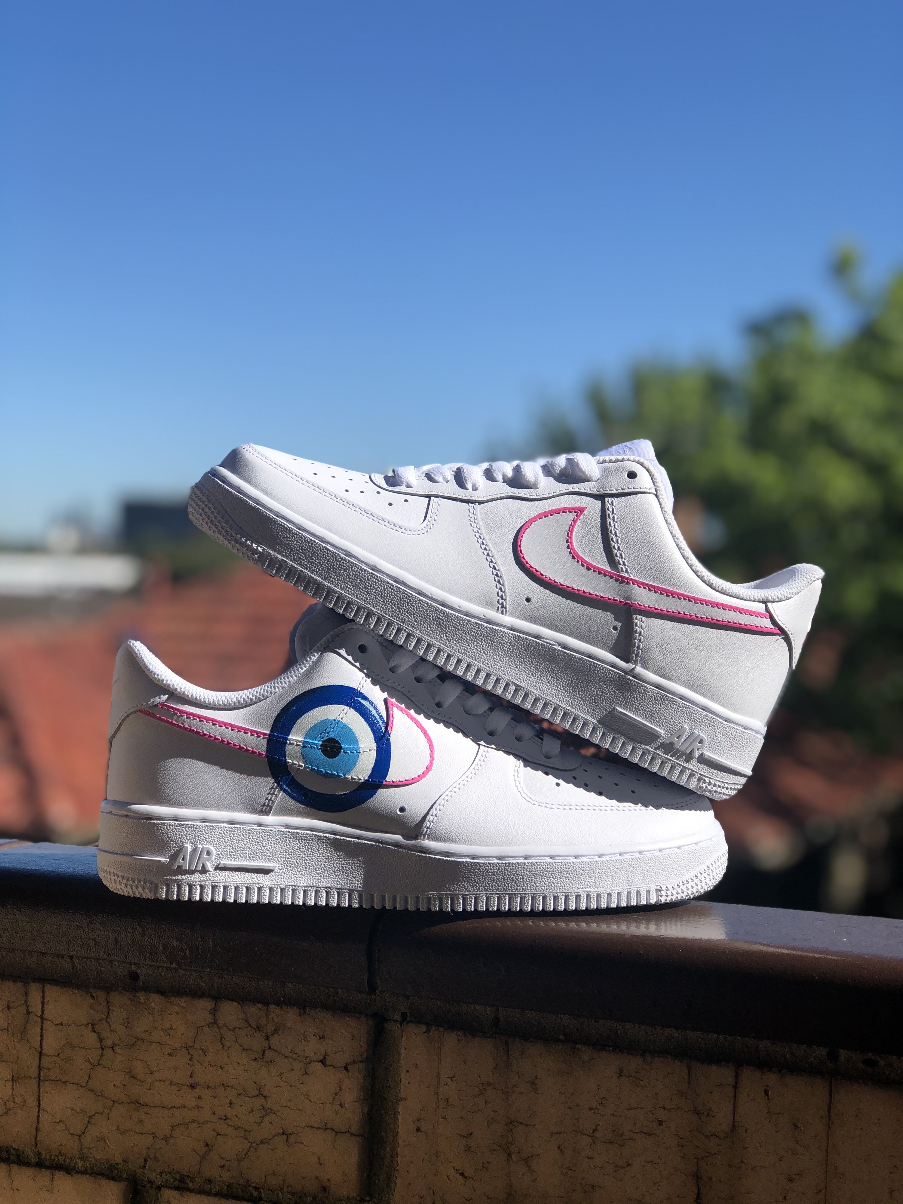 Custom Air Force 1 Baby Pink Evil - Eye Design – Lilaccustom