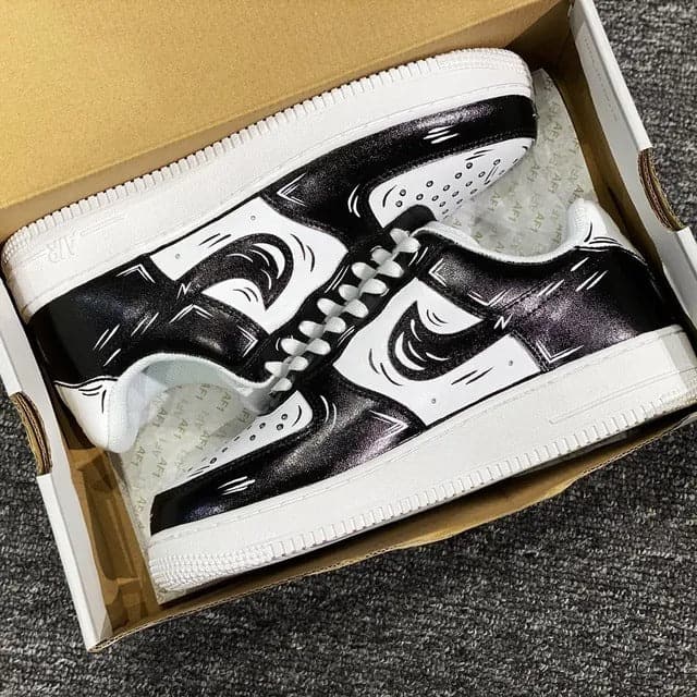 Custom Air Force 1 Black White Abstract Pattern – Lilaccustom