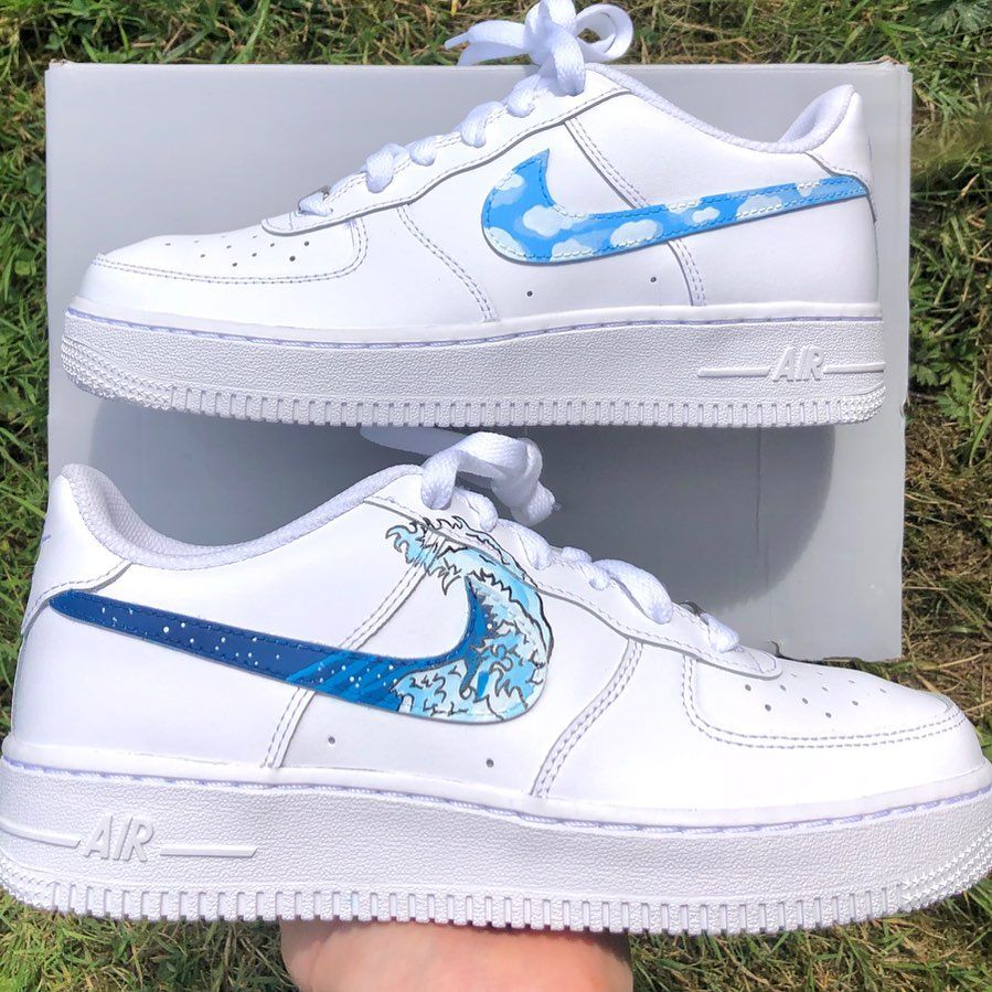 Custom Air Force 1 Blue Cloud and Wave Design – Lilaccustom