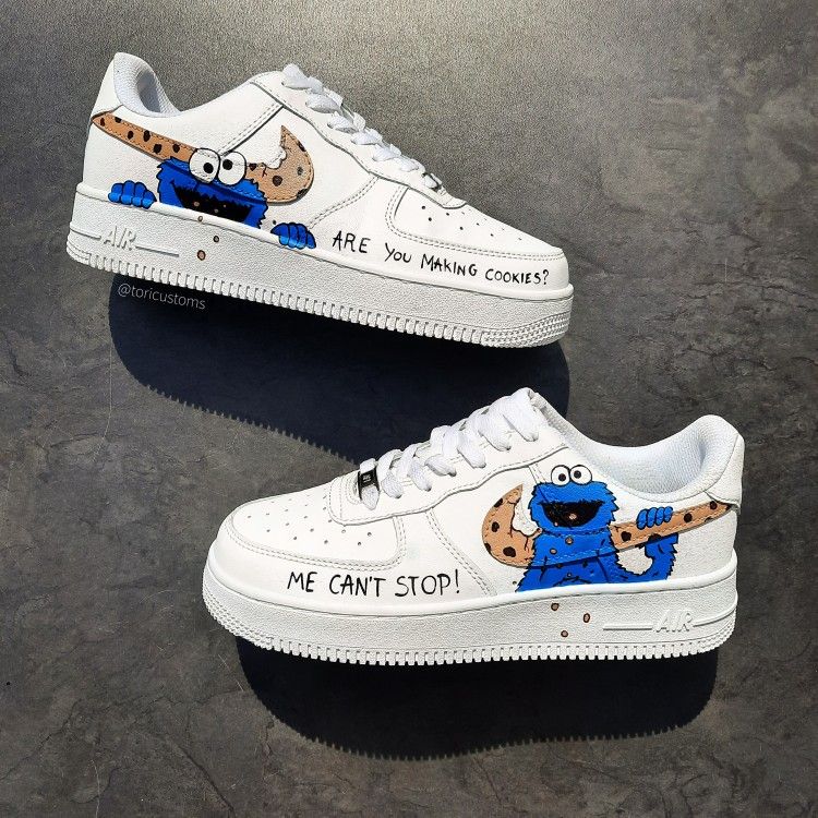 Custom Air Force 1 Blue Cookie Monster Design – Lilaccustom