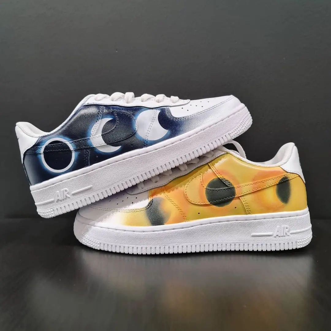 Custom Air Force 1 Navy Yellow Moon and Planet Design – Lilaccustom