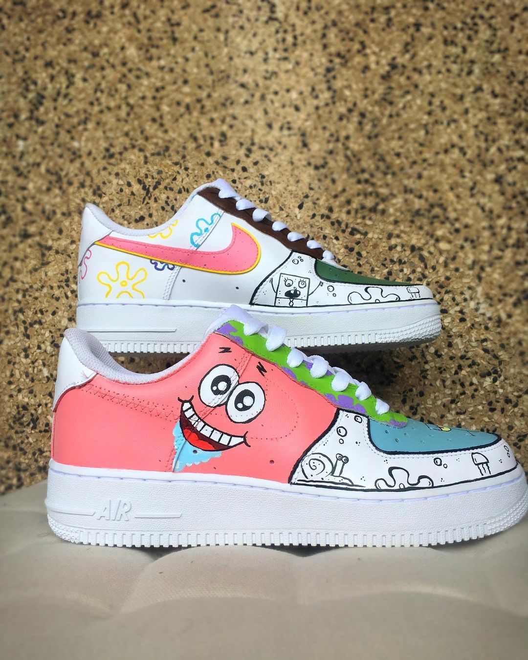 Custom Air Force 1 Pink White SpongeBob Theme – Lilaccustom