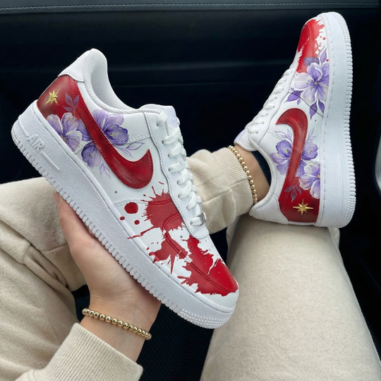 Custom Air Force 1 Red Purple Floral – Lilaccustom