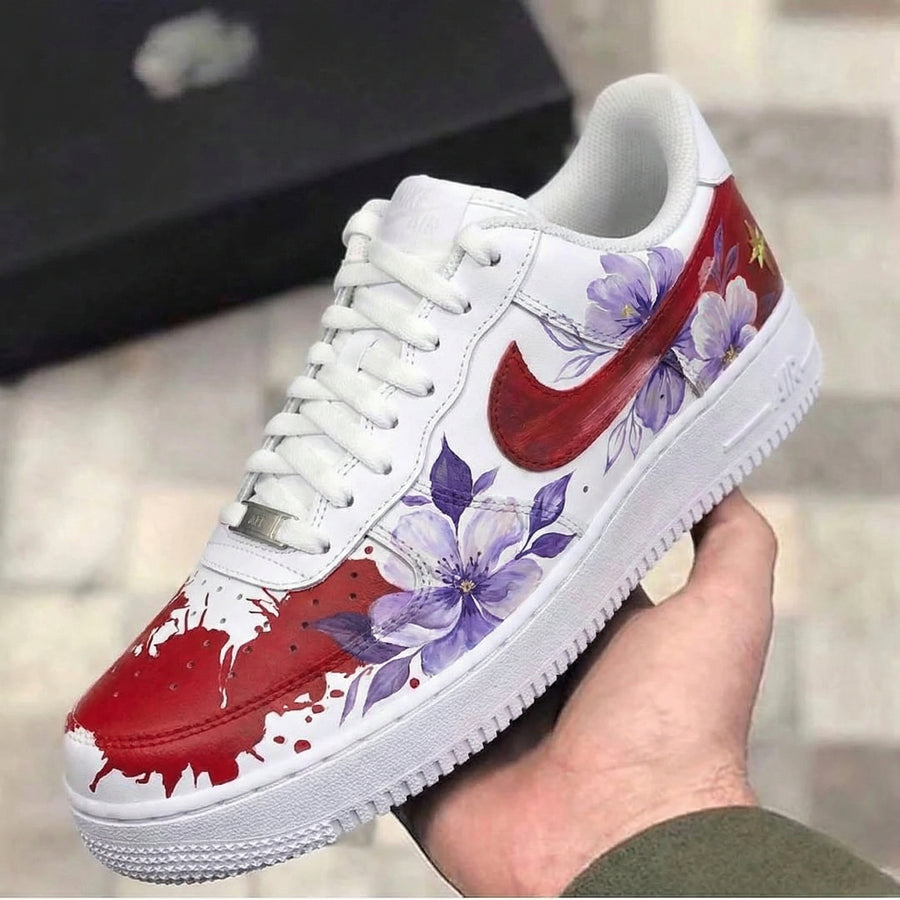 Custom Air Force 1 Red Purple Floral – Lilaccustom