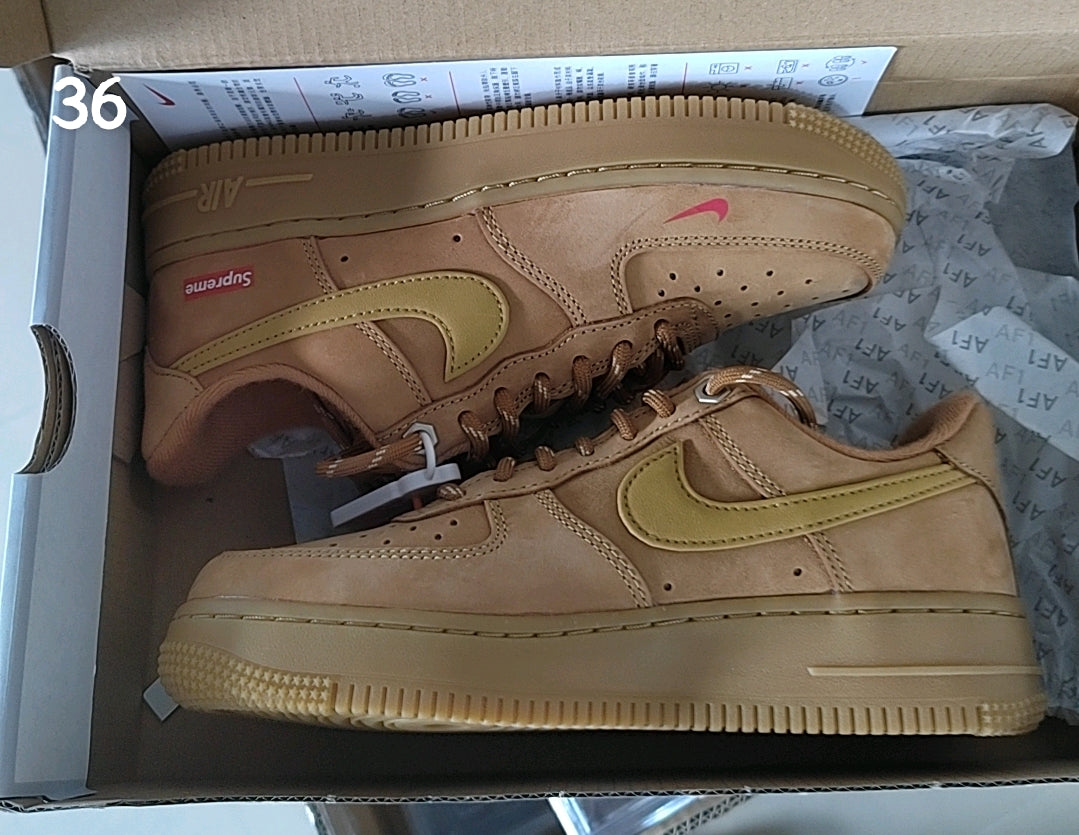 Custom Air Force 1 Tan Supreme Logo EUR 36 – Lilaccustom