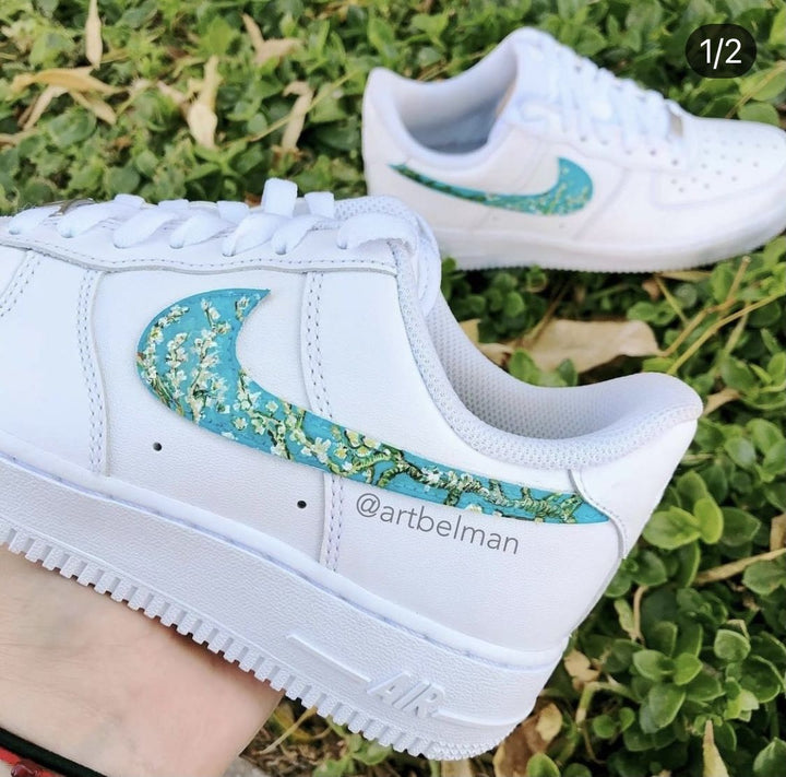 Custom Air Force 1 Teal Floral Design – Lilaccustom