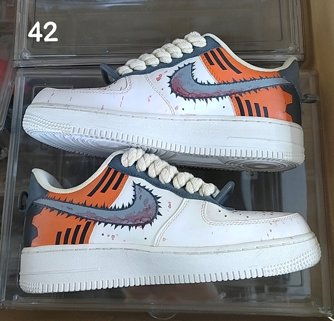 Custom Air Force 1 White Orange with Monster Teeth Pattern EUR 42 ...