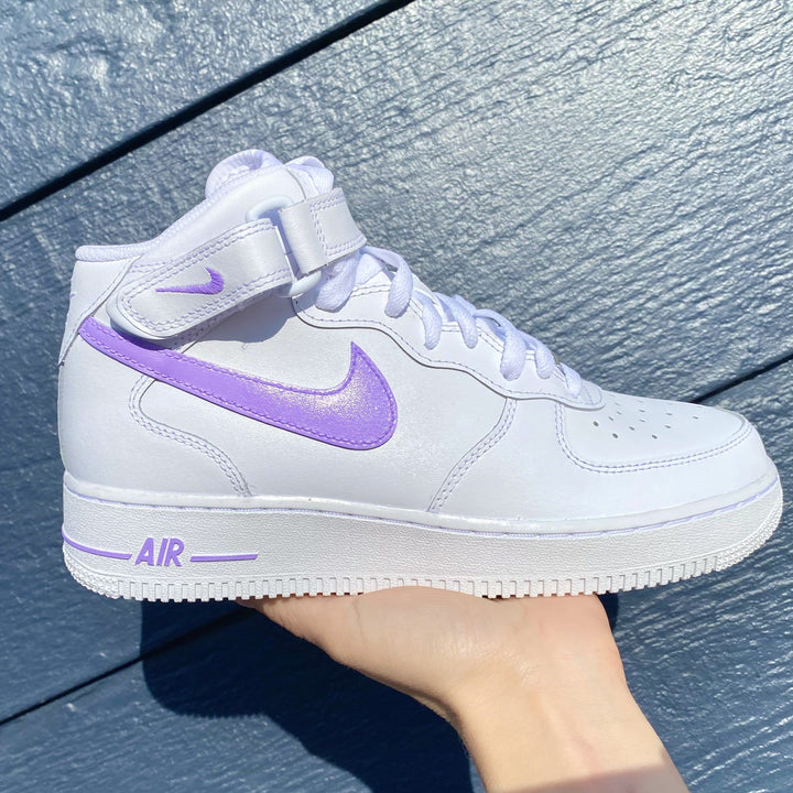 Custom Air Force 1 White Purple Swoosh Design – Lilaccustom