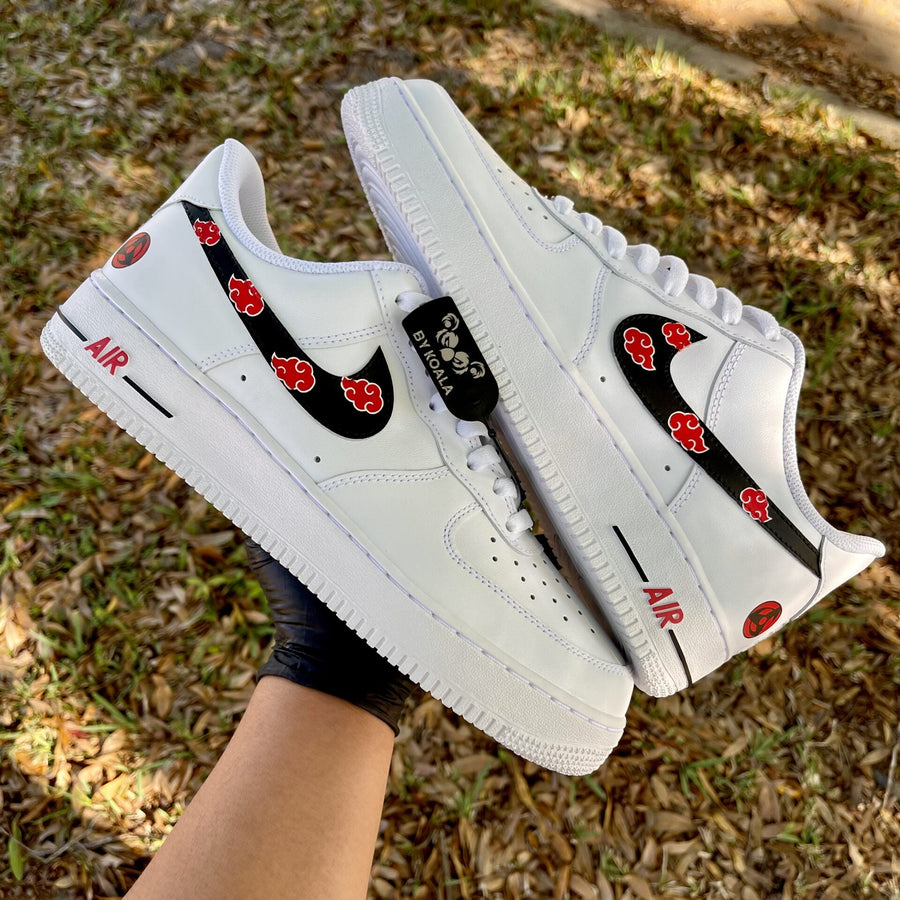 Custom Air Force 1 White With Black And Red Cloud Patterns – Lilaccustom