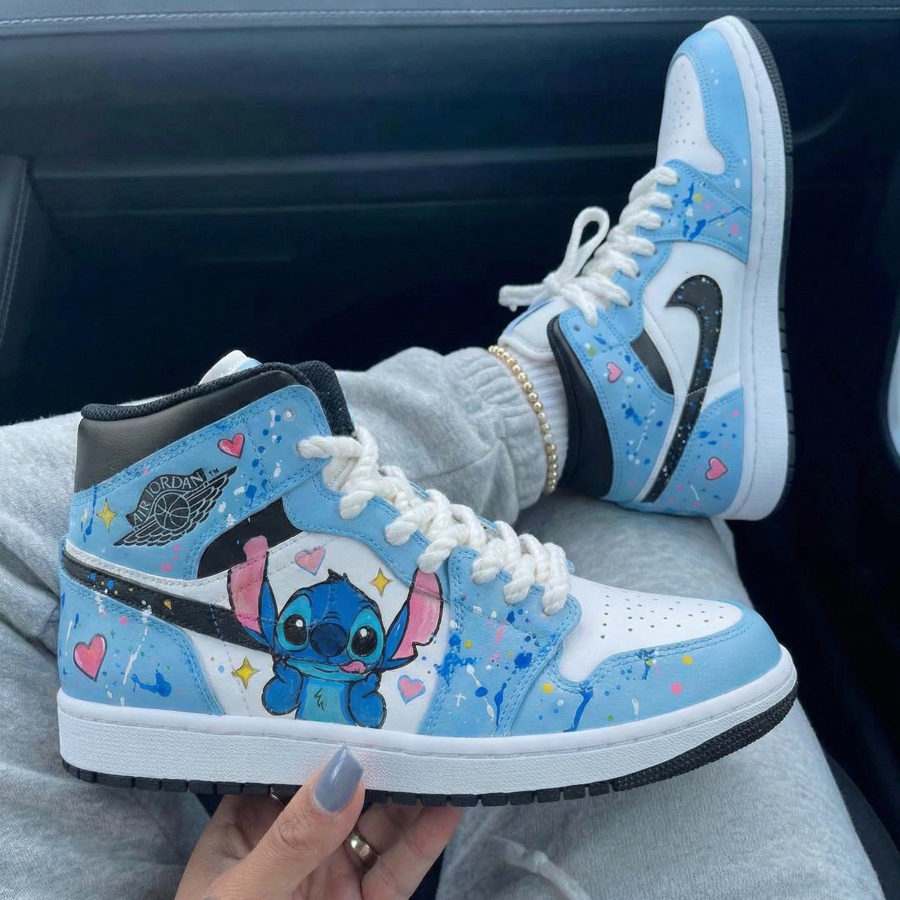 Custom Air Jordan 1 Baby Blue White Stitch Pattern – Lilaccustom