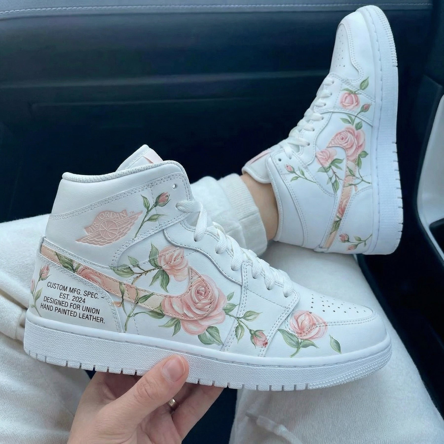 Custom Air Jordan 1 Baby Pink Rose Pattern – Lilaccustom