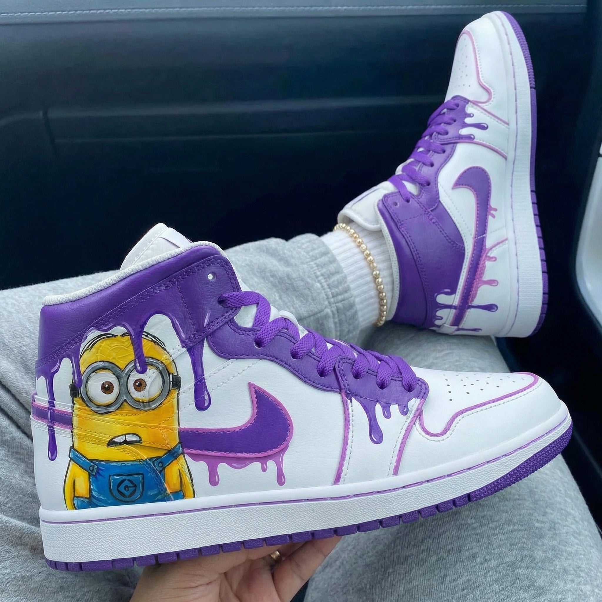Custom Air Jordan 1 Purple Minion Design – Lilaccustom