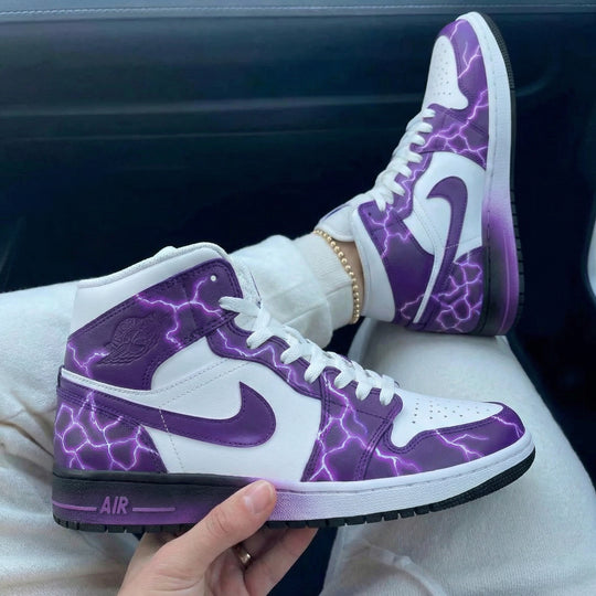 Custom Air Jordan 1 Purple White Lightning Pattern – Lilaccustom