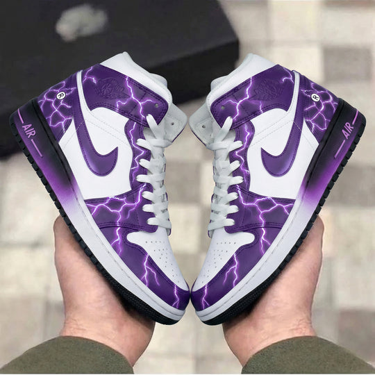 Custom Air Jordan 1 Purple White Lightning Pattern – Lilaccustom