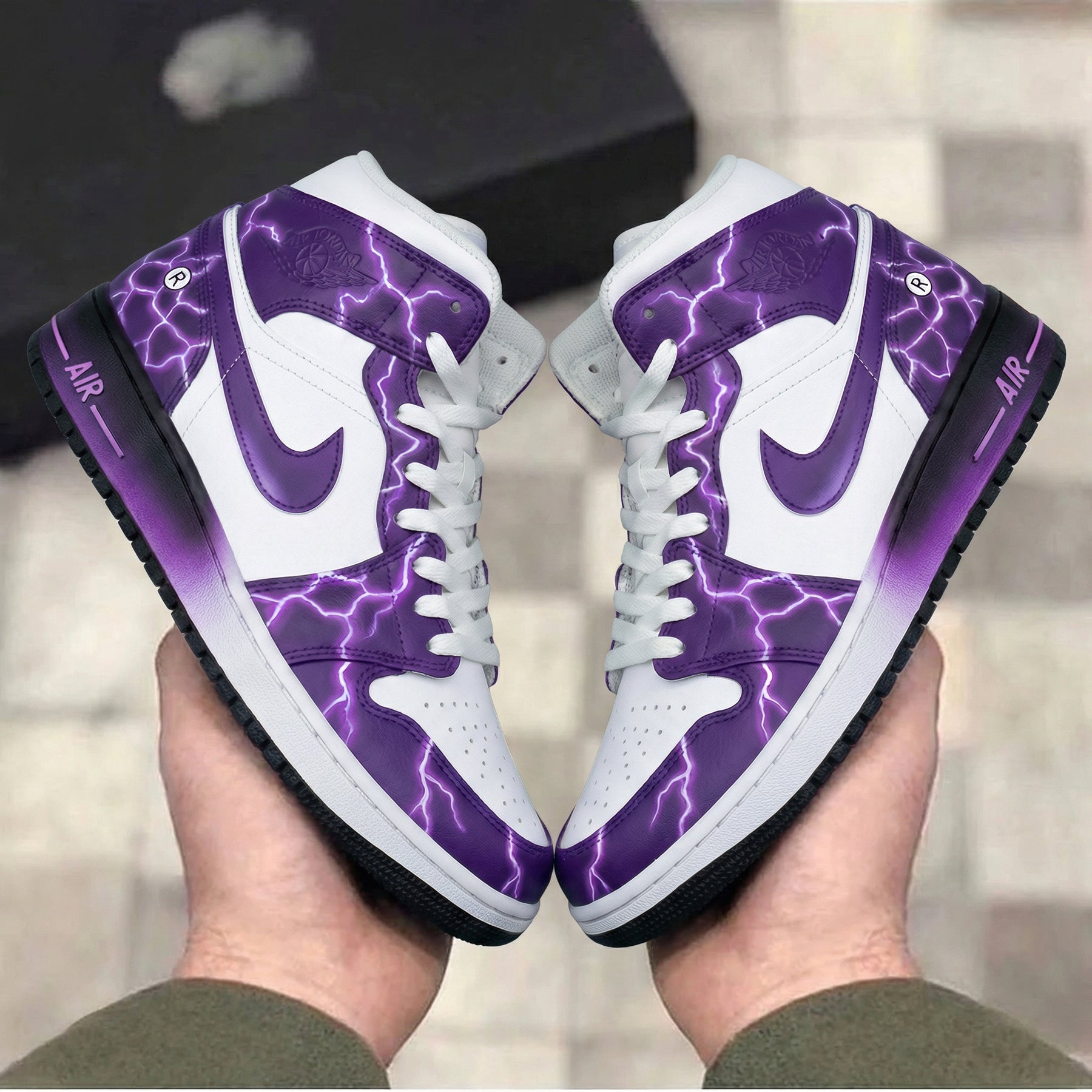 Custom Air Jordan 1 Purple White Lightning Pattern – Lilaccustom