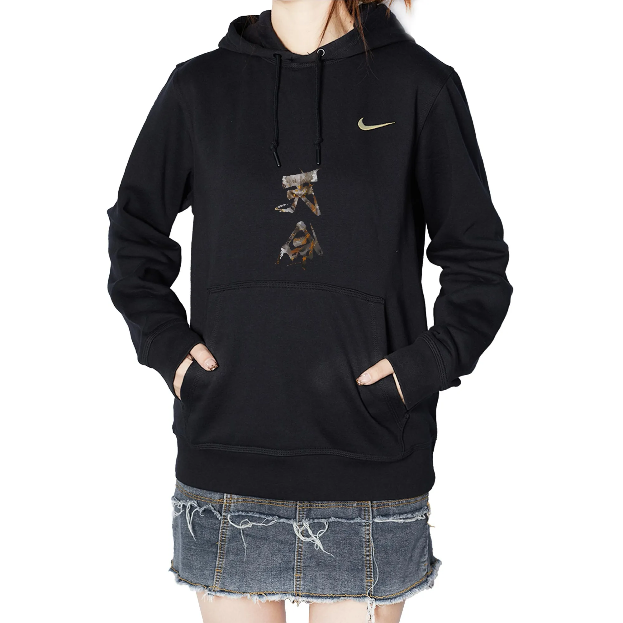 Custom Nike Sweatshirt Black With Abstract Art Pattern – Lilaccustom