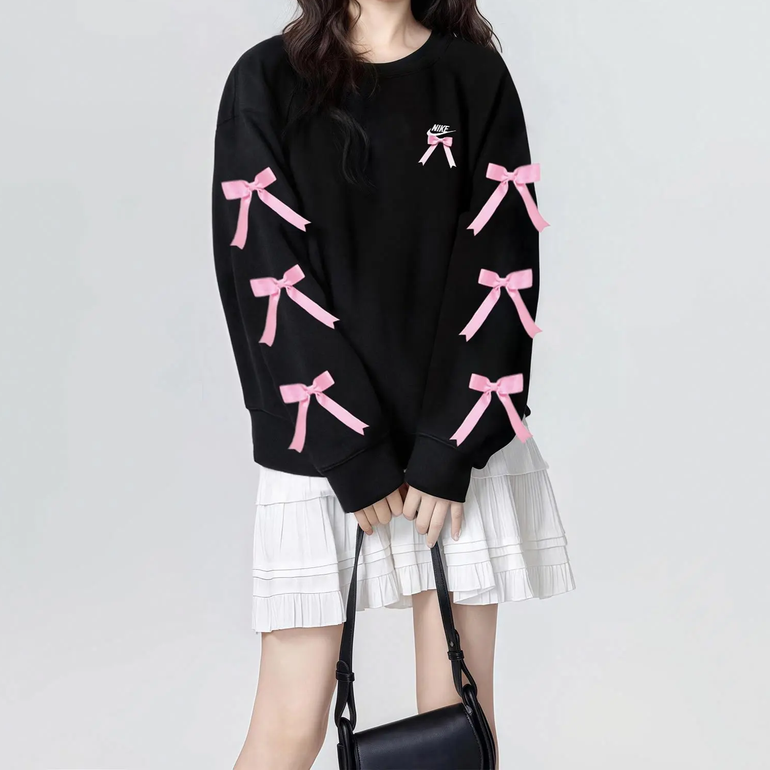 Custom Nike Sweatshirt With Pink Bow – Lilaccustom