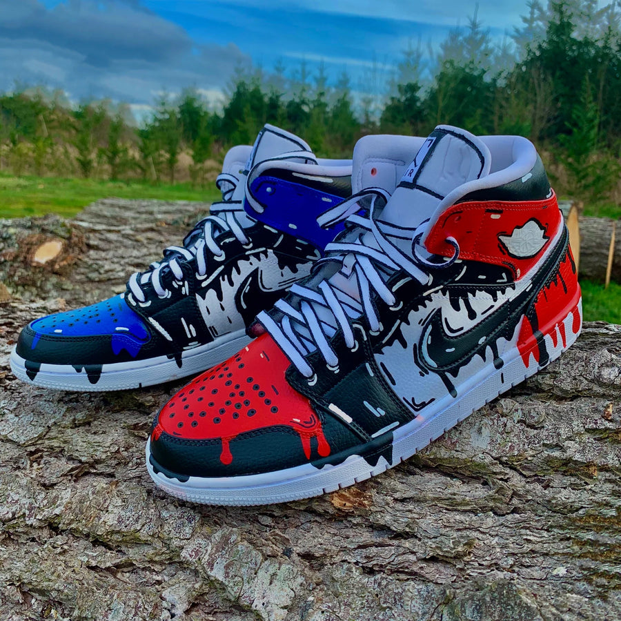 Custom Air Jordan 1 Drip Black Red Blue – Lilaccustom