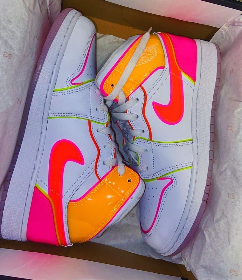 Custom Air Jordan 1 Bright Red Orange Pink – Lilaccustom