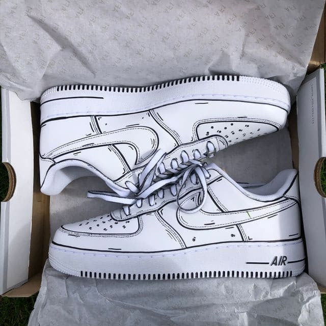 Custom Air Force 1 Black Thin Line Outline – Lilaccustom
