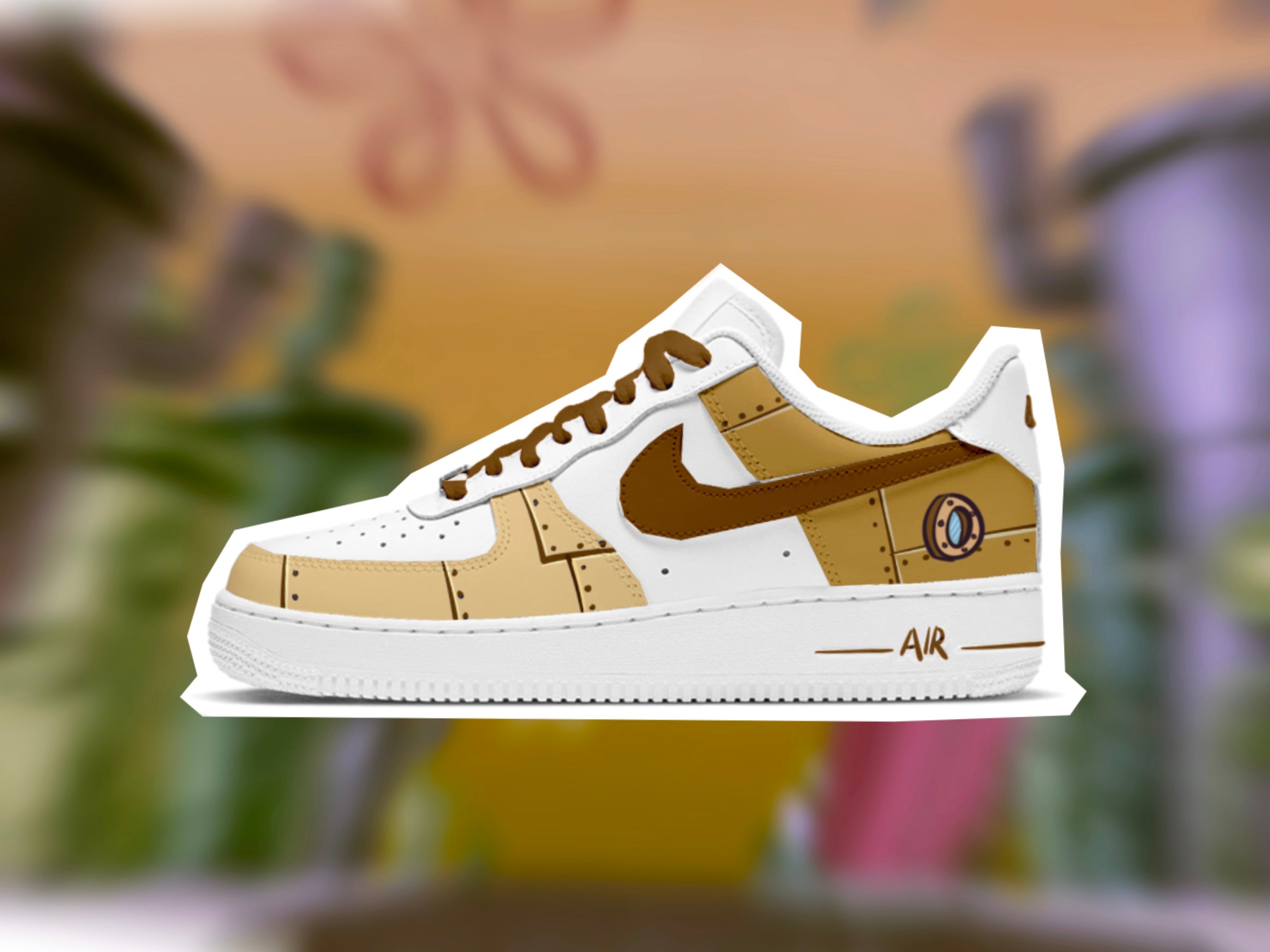 Custom Air Force 1 Bikini Bottom SpongeBob Theme Bronze Green Blue Pin ...